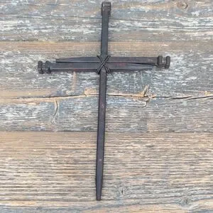 Wall Decor | Three Driven Nails Rustic Iron Wall Hanging Cross Railroad ...